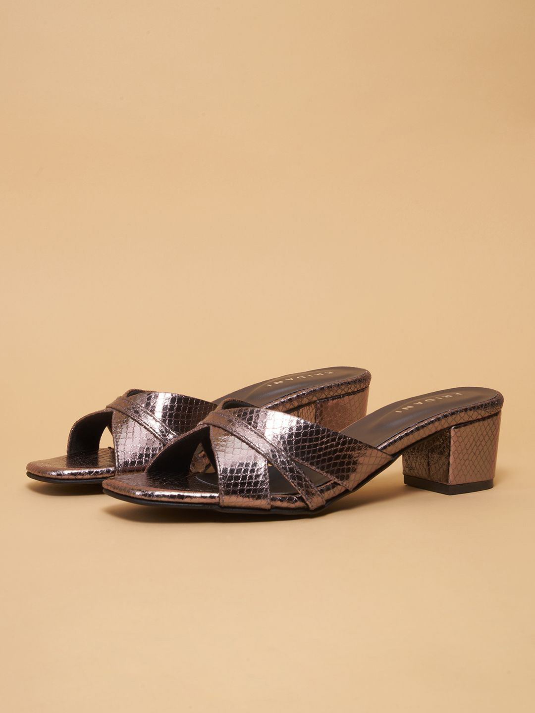 Buy ERIDANI Striped Party Block Mules - Heels for Women 33041835 | Myntra