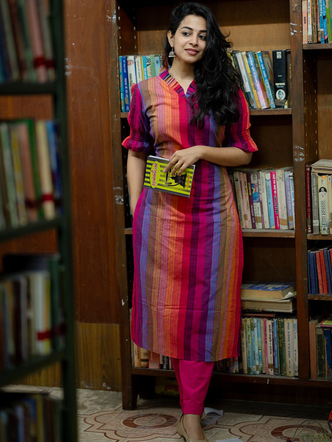 Buy Vastara The Label Women Striped Regular Pure Cotton Kurta With ...