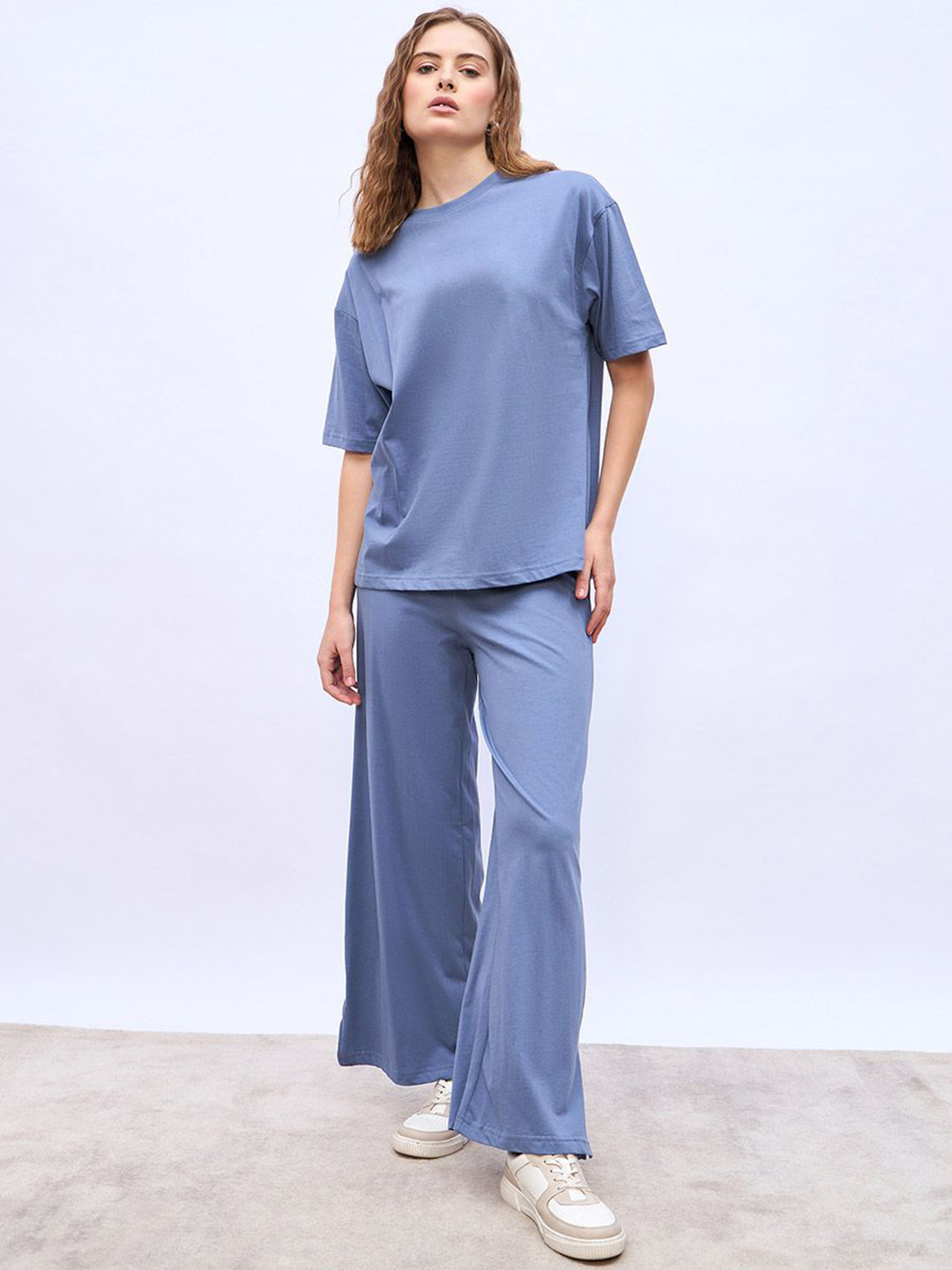 Buy Styli Women Oversized Tee And Boot Cut Joggers Co Ord Set - Co Ords ...