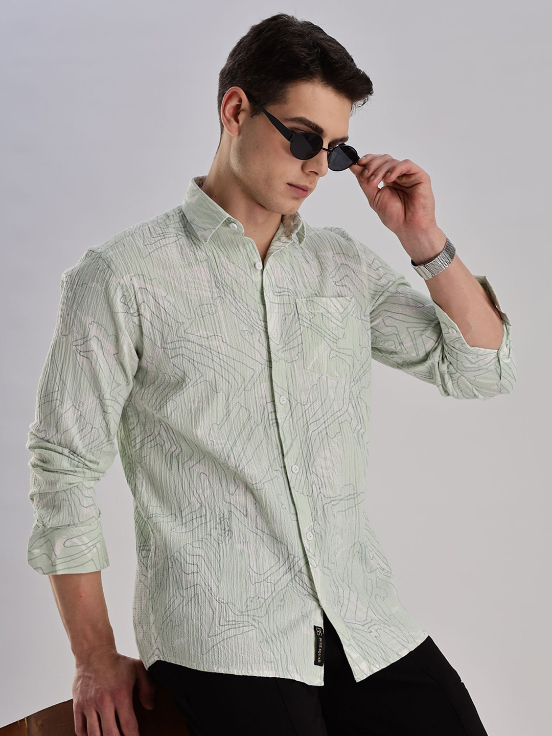 Buy BS BLUE SQUAD Men Slim Fit Opaque Printed Casual Shirt - Shirts for ...