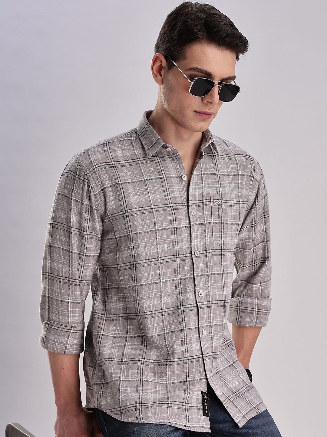 Buy BS BLUE SQUAD Men Slim Fit Opaque Checked Casual Shirt - Shirts for ...