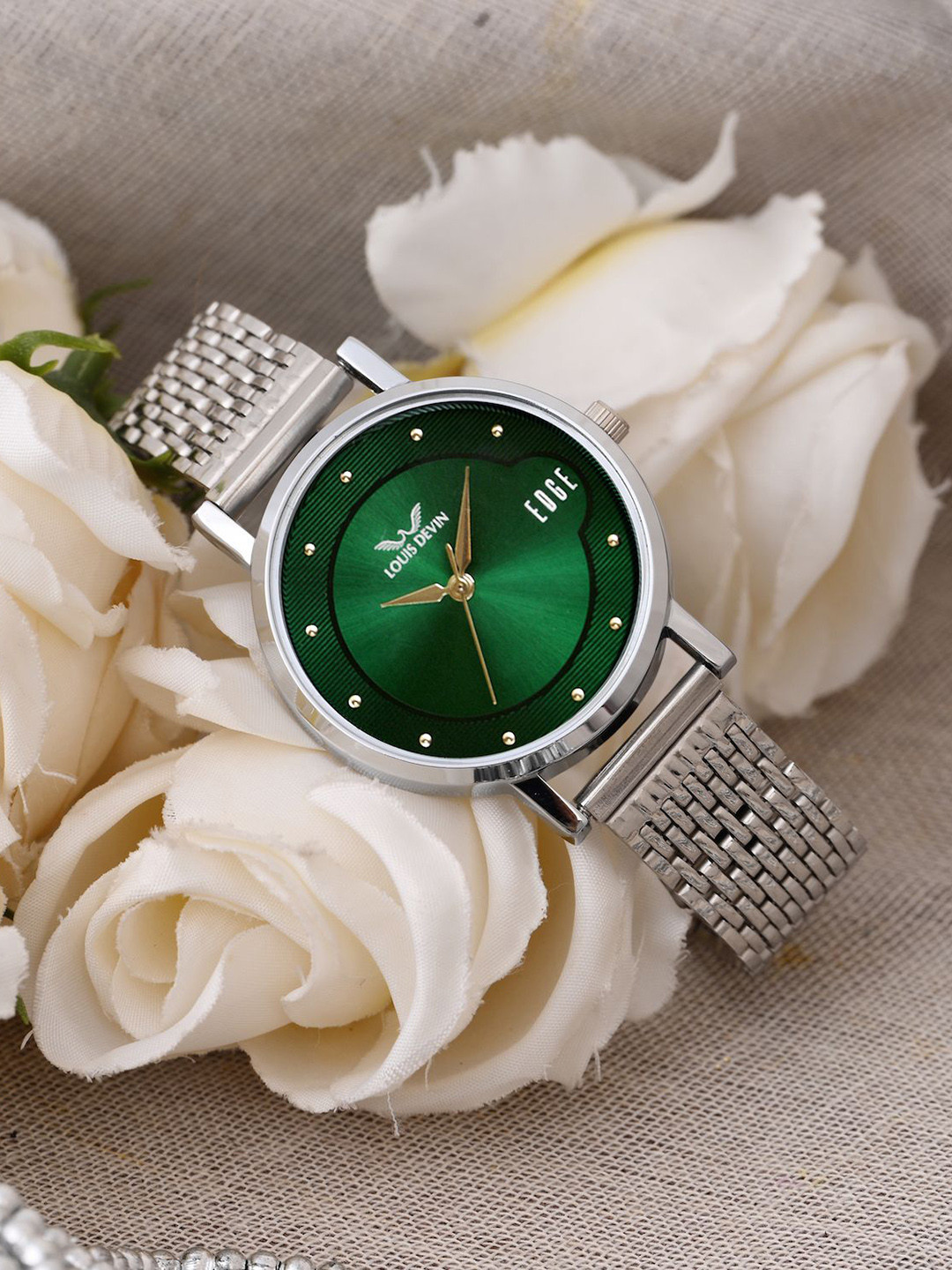 Buy LOUIS DEVIN Women Brass Dial & Stainless Steel Straps Analogue ...