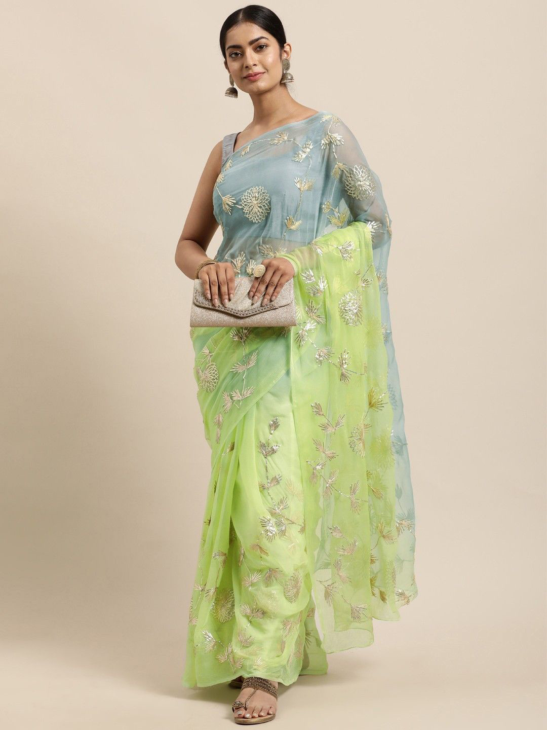 Buy ROOP SUNDARI SAREES Ombre Gotta Patti Organza Saree - Sarees for ...