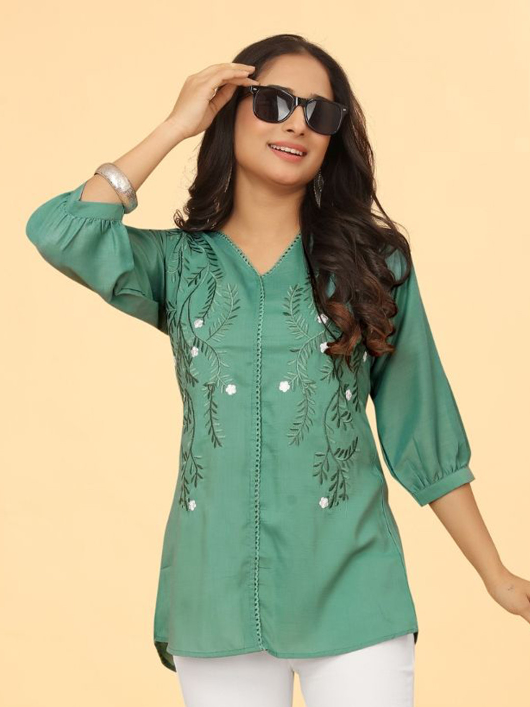 Buy Moda Rapido Embroidered Lace Inserts Tunic - Tunics for Women ...
