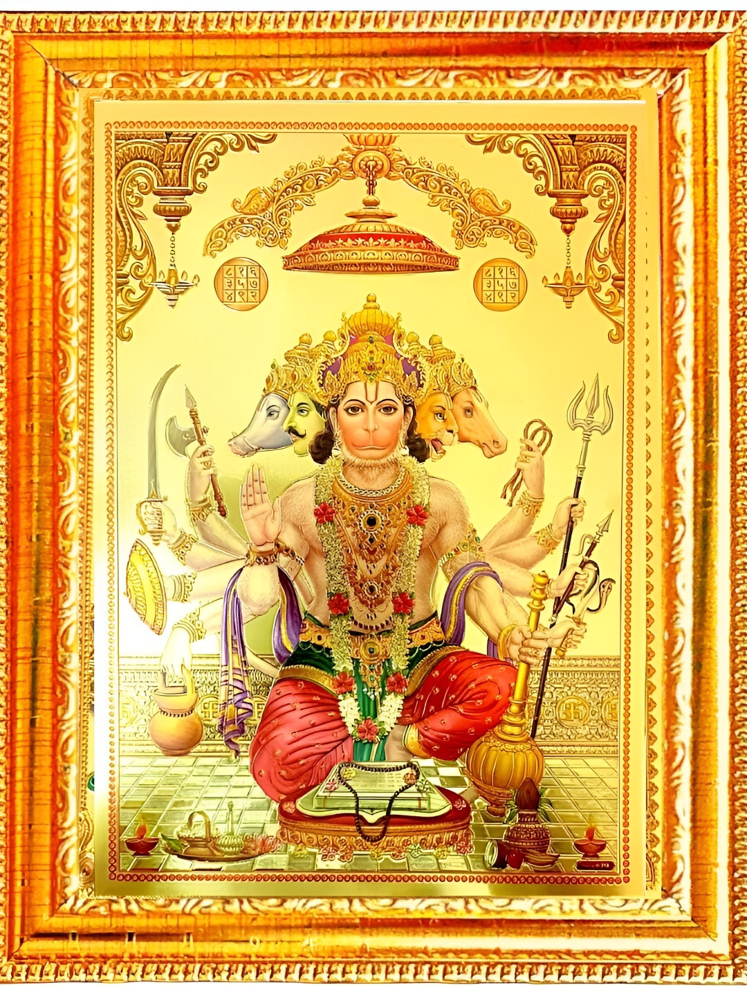 Buy SUNINOW Gold Toned & Yellow Lord Hanuman Printed Photo Frame ...