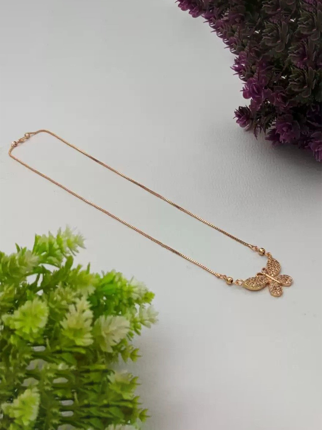 Buy Anouk Gold Plated American Diamond Studded Chain - Necklace And ...