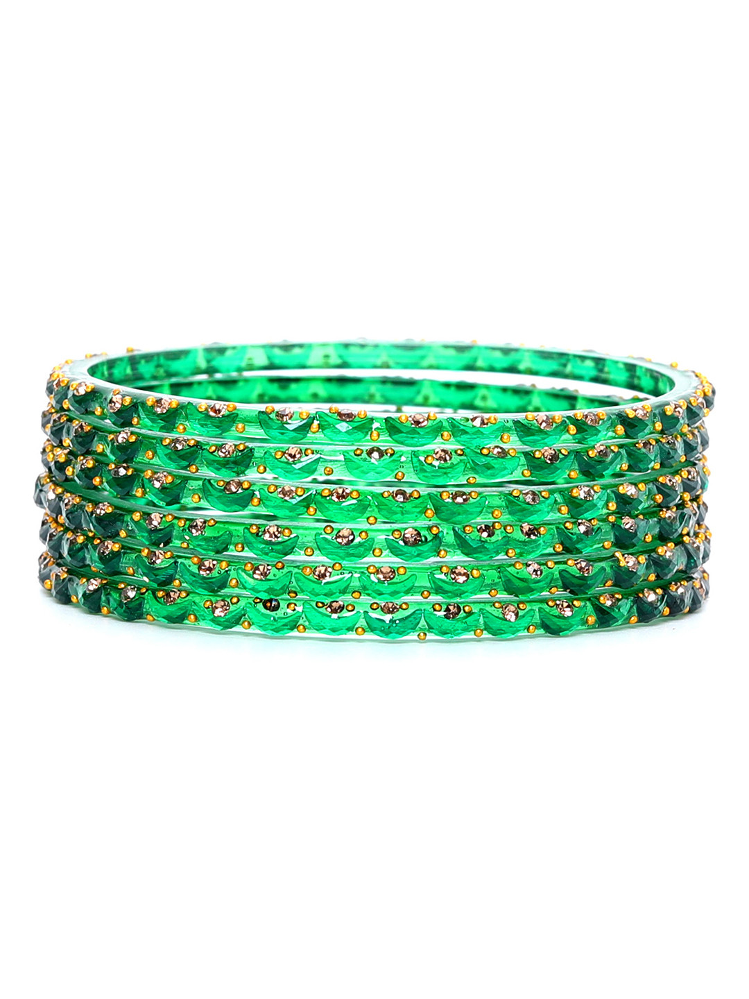 Buy KOTTIAR CREATIONS Set Of 12 Glass Crystals Studded Bangles - Bangle ...