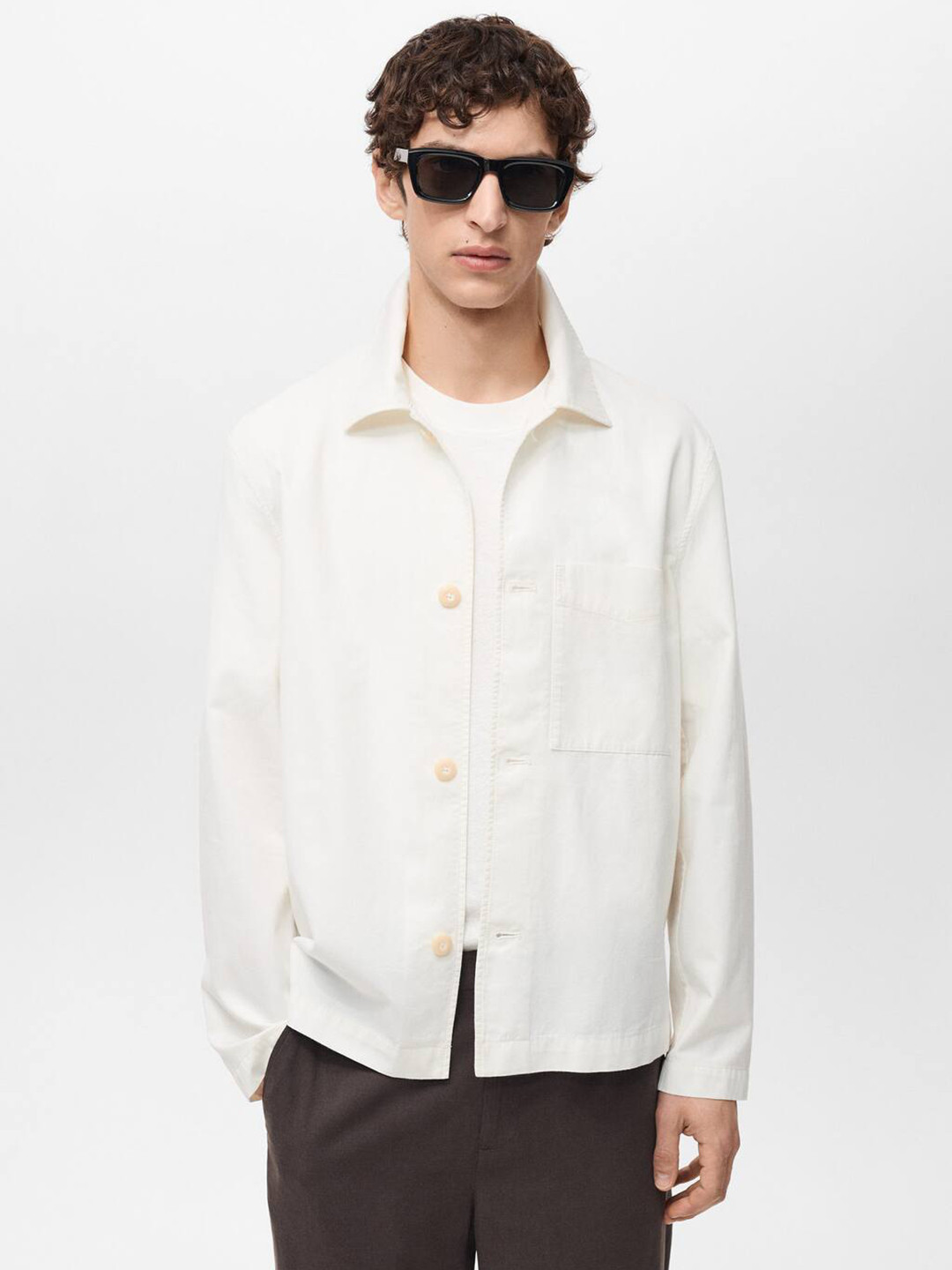 Buy MANGO MAN Cotton Linen Solid Shacket - Shackets for Men 33838293 ...