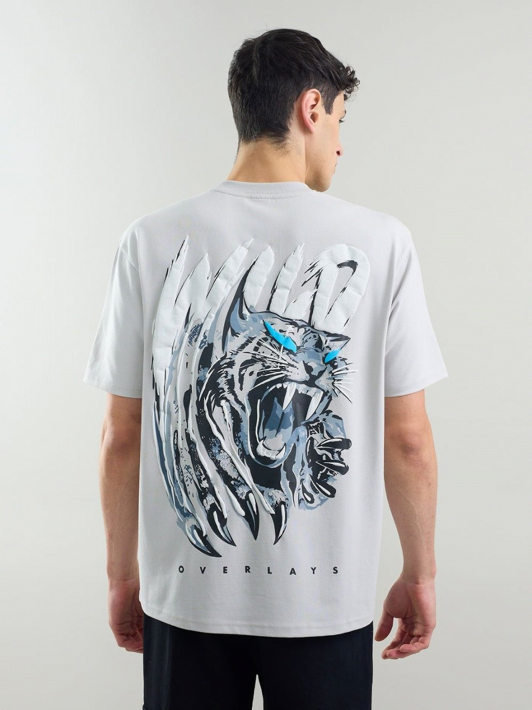 Buy Overlays Men Graphic Printed Round Neck Cotton Relaxed Fit T Shirt ...