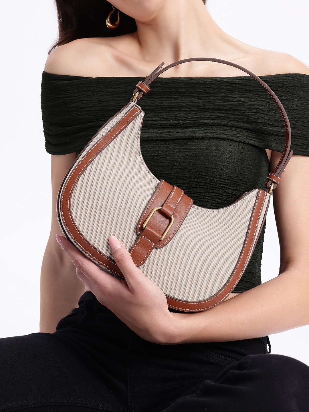 Buy MANGO Textured Belt Detailed Structured Shoulder Bag - Handbags for ...