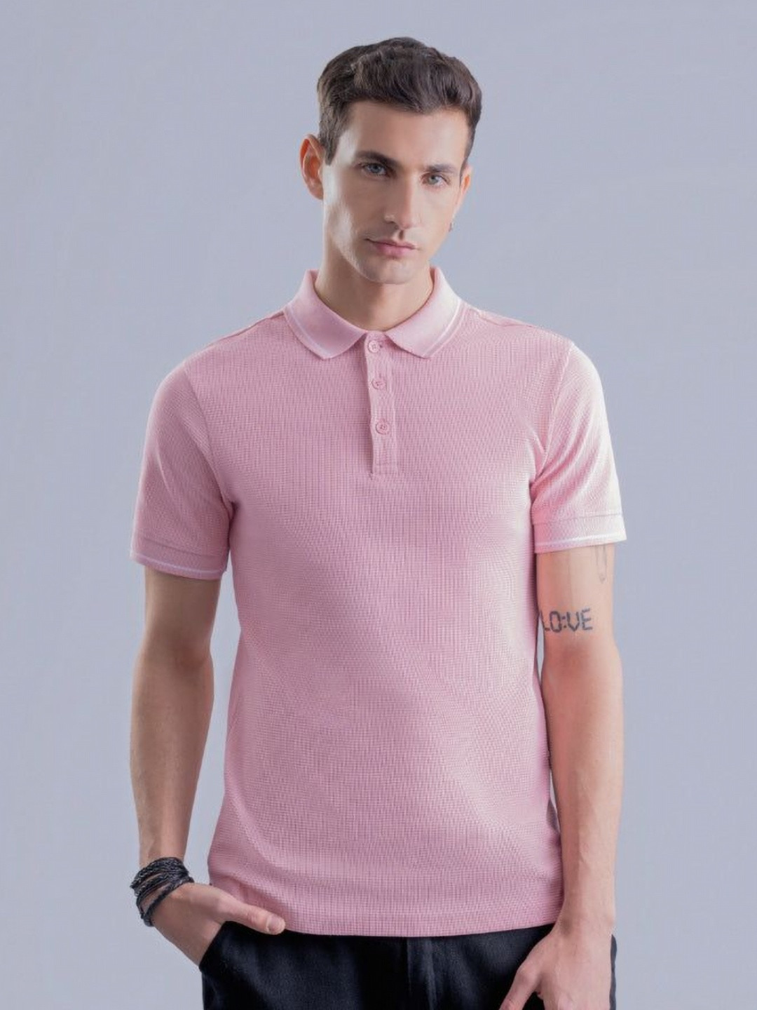Buy Overlays Men Solid Polo Collar Cotton T Shirt - Tshirts for Men ...