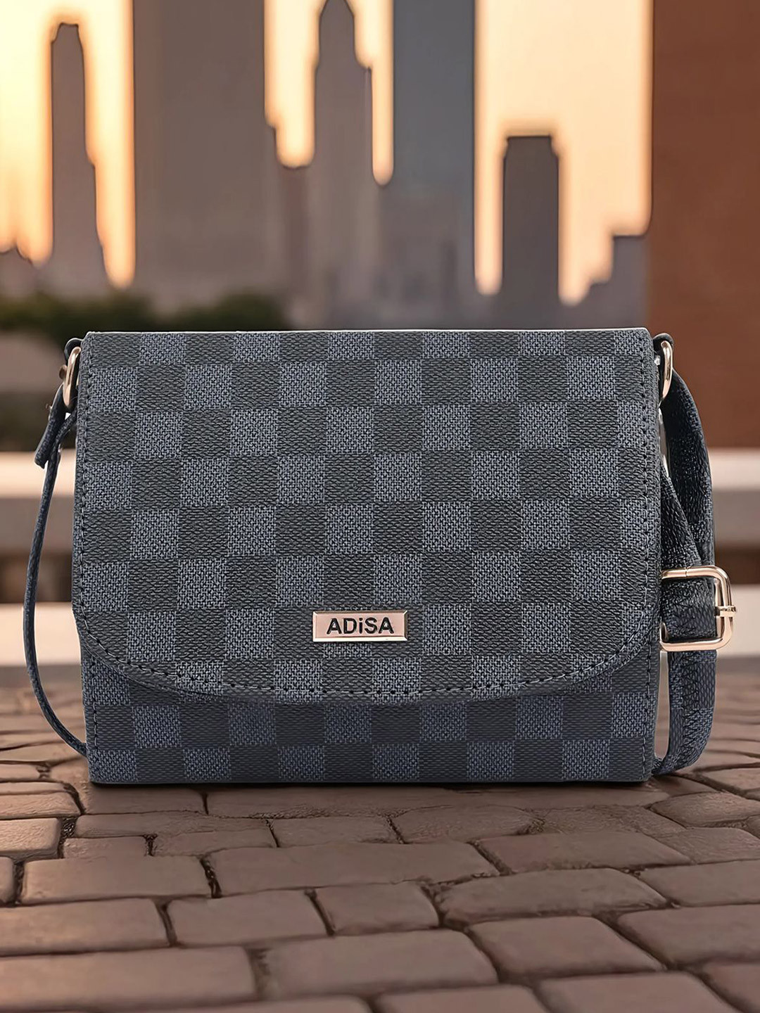 Buy ADISA Women Checked PU Structured Sling Bag - Handbags for Women ...