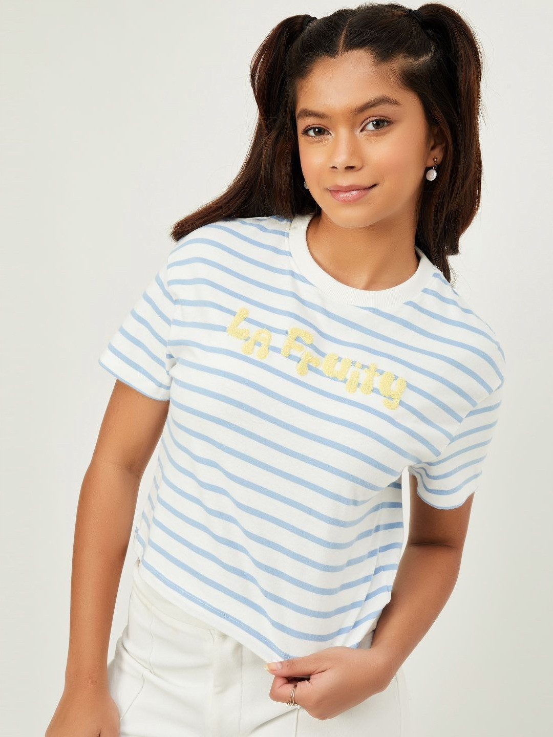 Buy Max Girls Striped Round Neck Cotton T Shirt - Tshirts for Girls ...