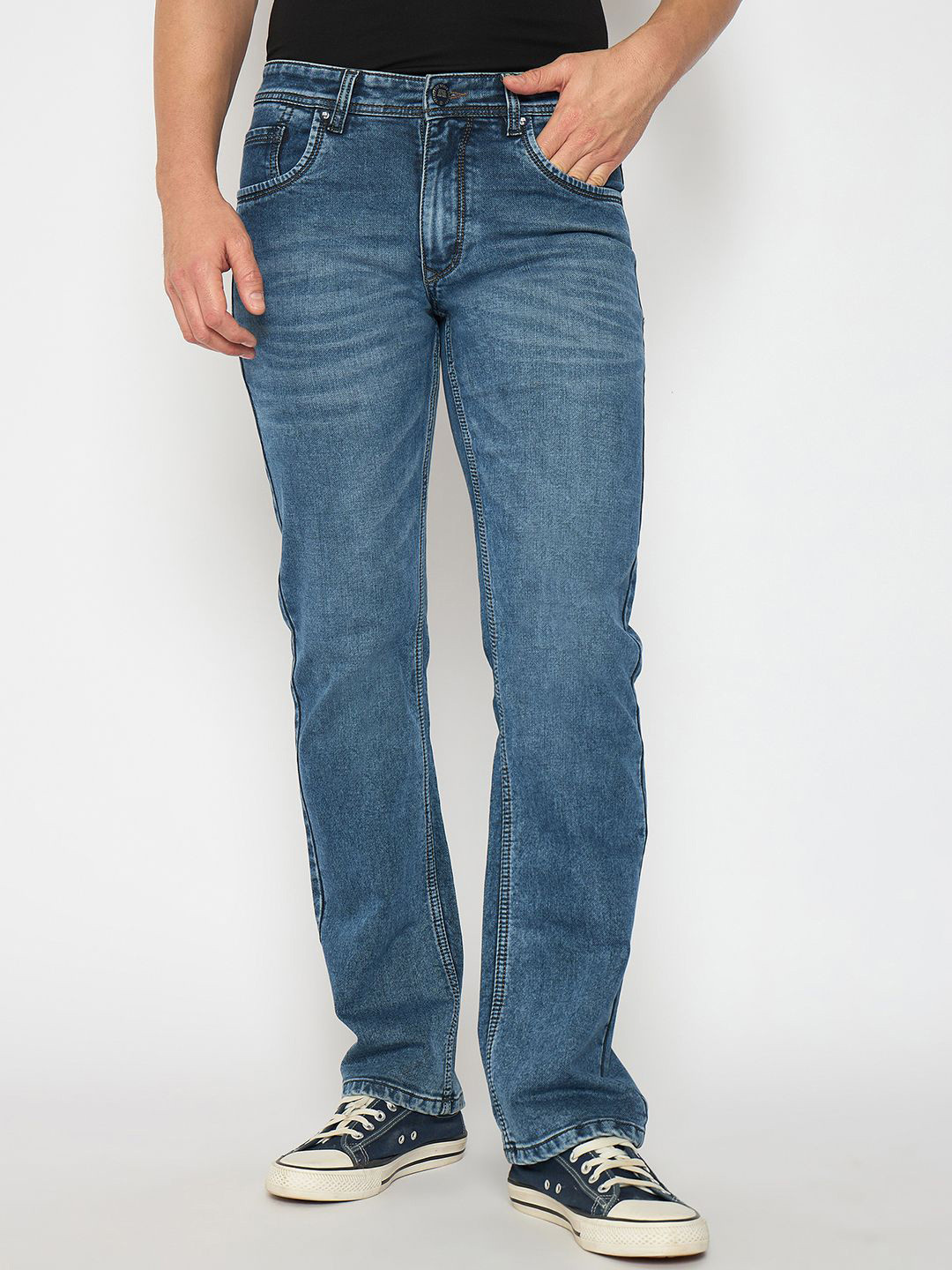 Buy Duke Men Cotton Regular Fit Mid Rise Light Fade Stretchable Jeans ...