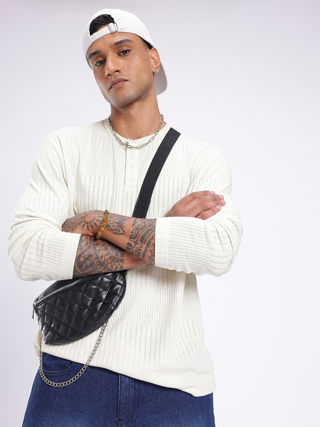 Buy Glitchez Ribbed Henley Neck Relaxed T Shirt - Tshirts for Men ...