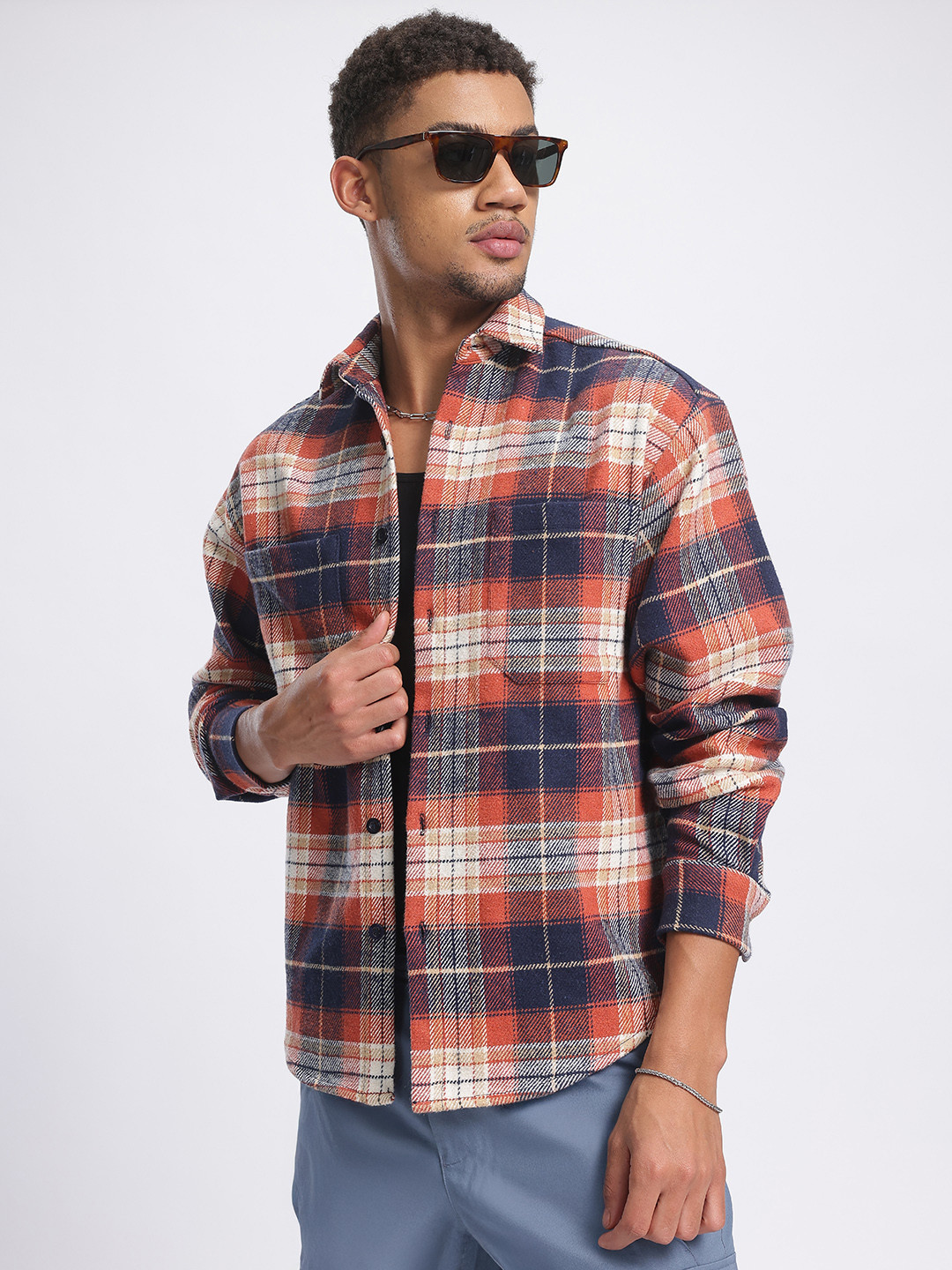 Buy Glitchez Plaid Checked Flannel Shacket - Shackets for Men 31366574 ...