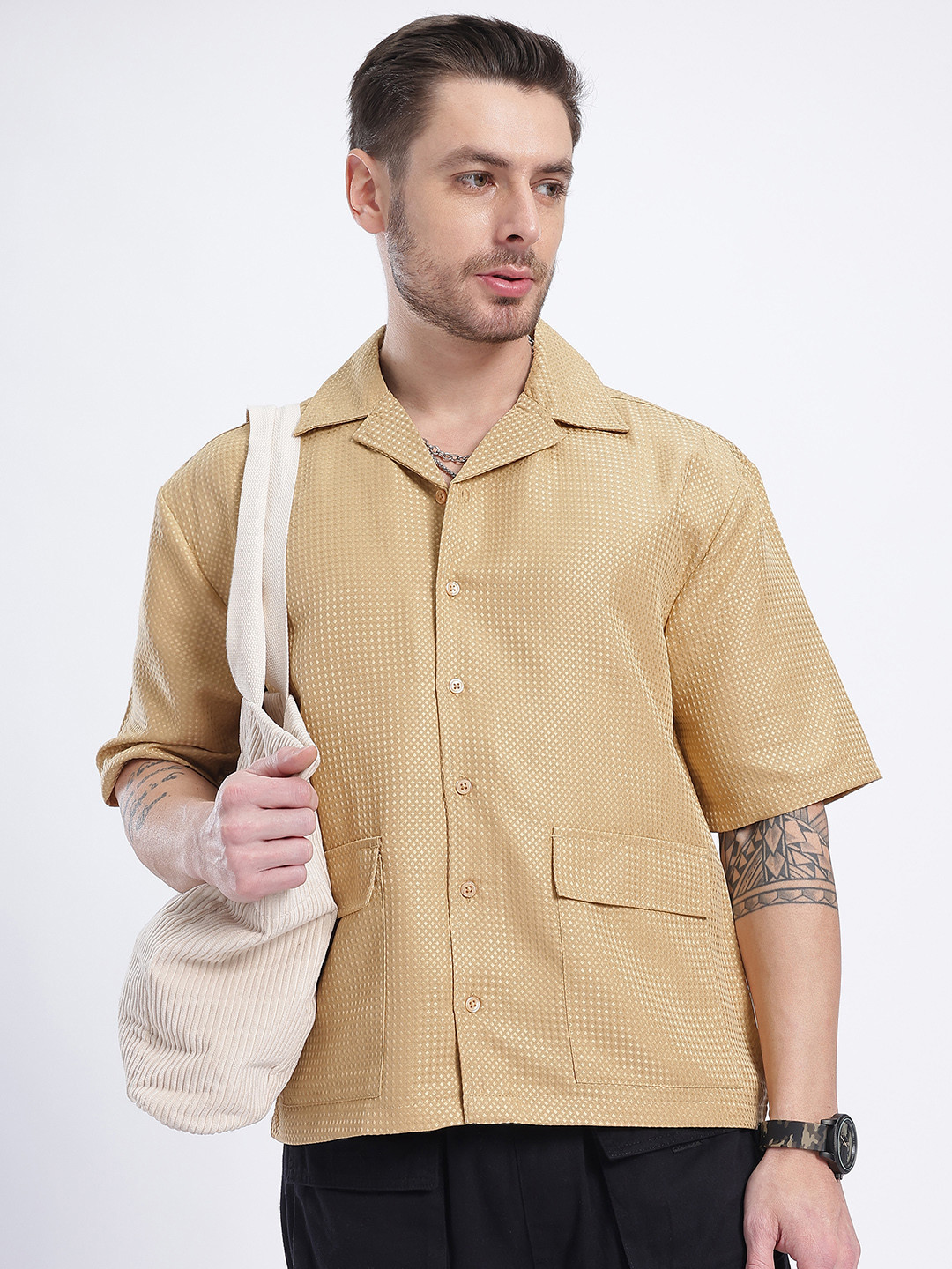Buy Glitchez Timeless Luxe Textured Woven Design Shirt - Shirts for Men ...
