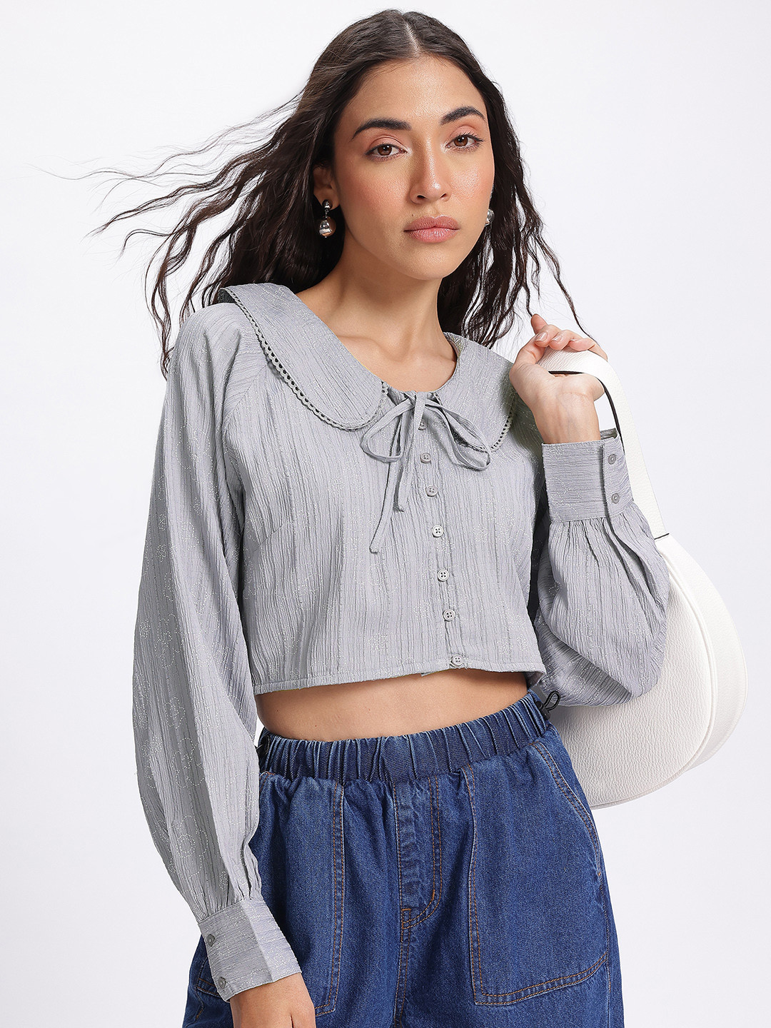 Buy Glitchez Keyboard Collar Embroidered Shirt Style Top - Tops for ...