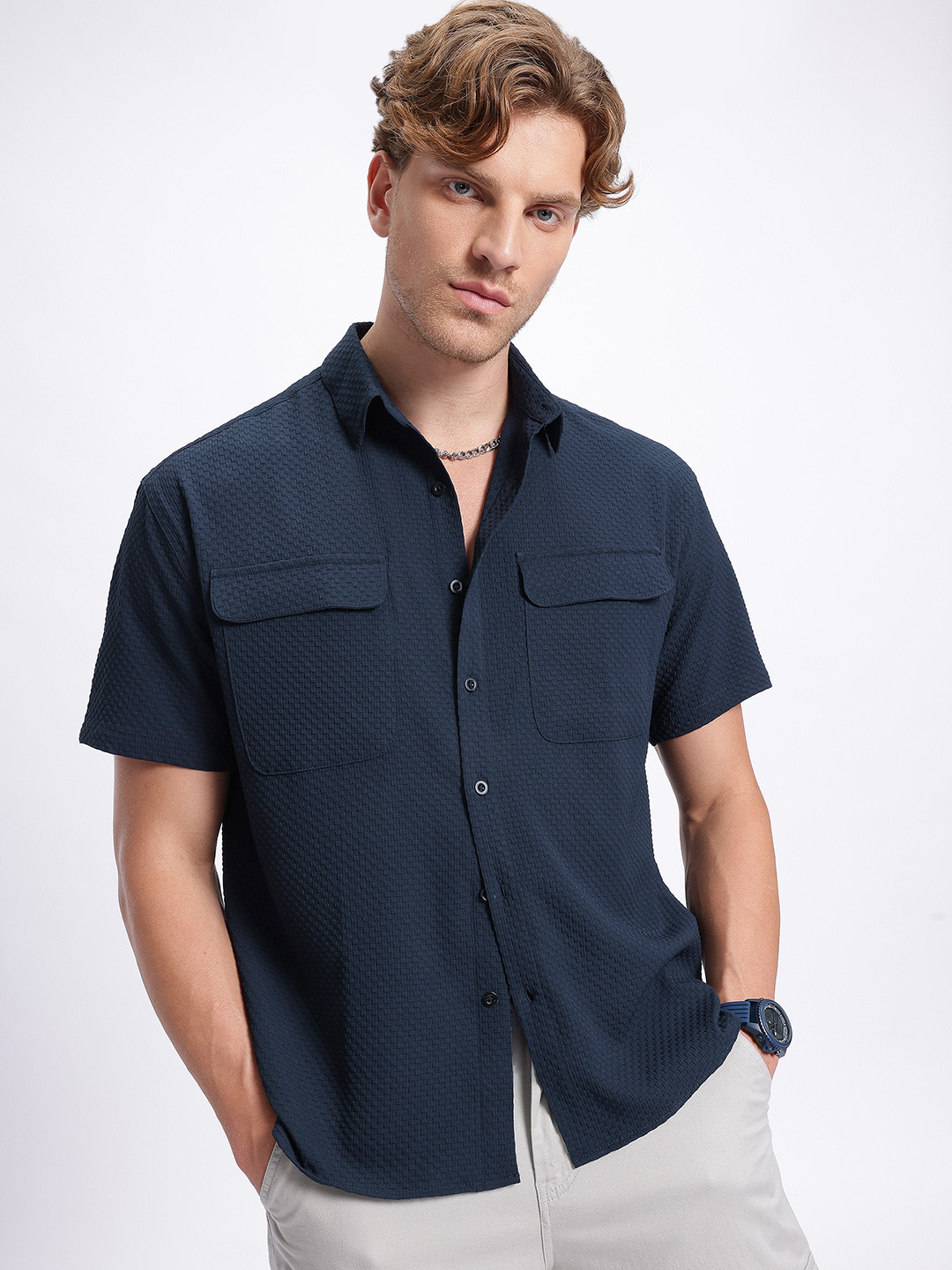 Buy Glitchez Timeless Textures Pocket Detail Relaxed Shirt - Shirts for ...