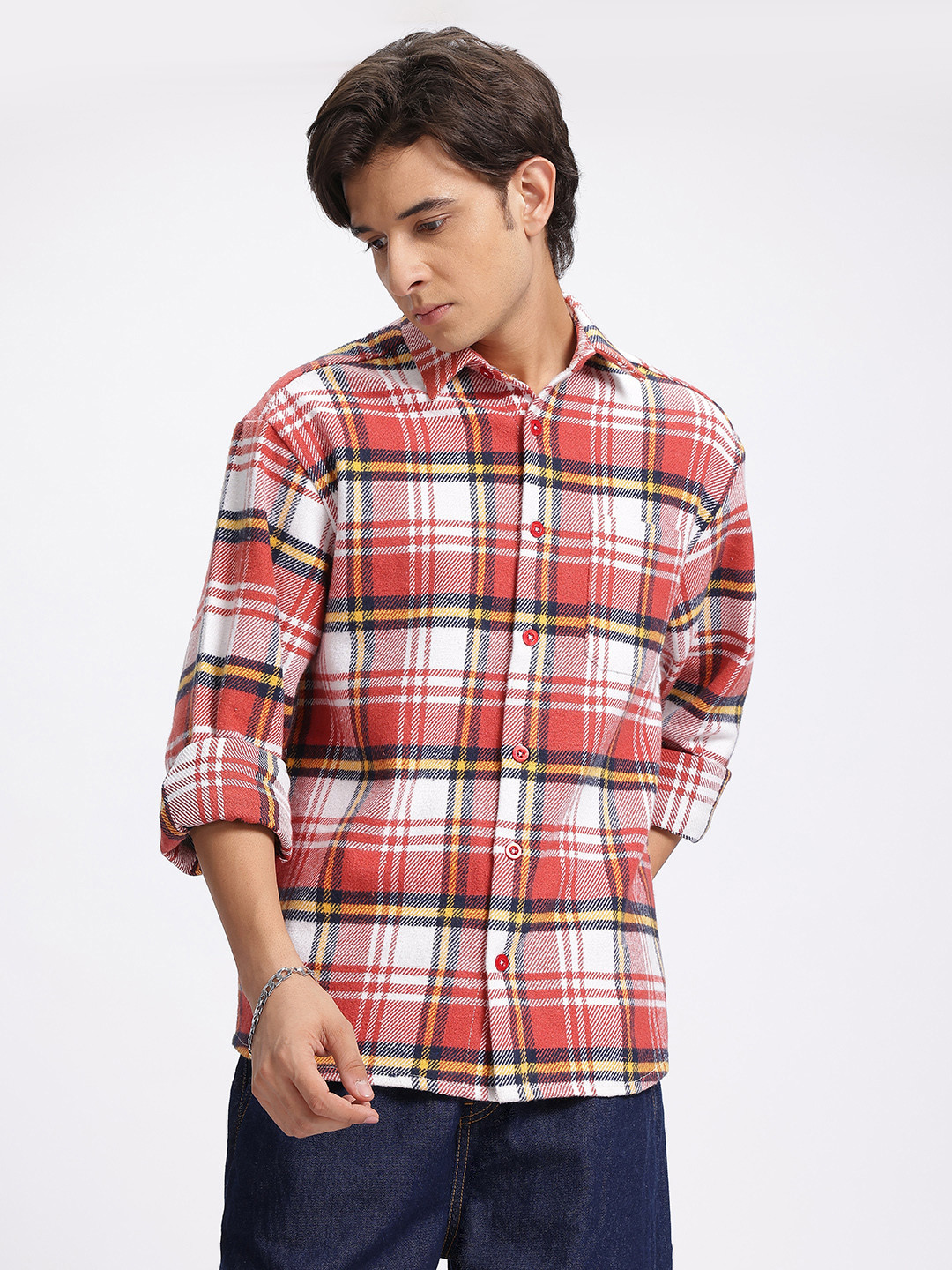 Buy Glitchez Plaid Relaxed Flannel Shacket - Shackets for Men 31366607 ...