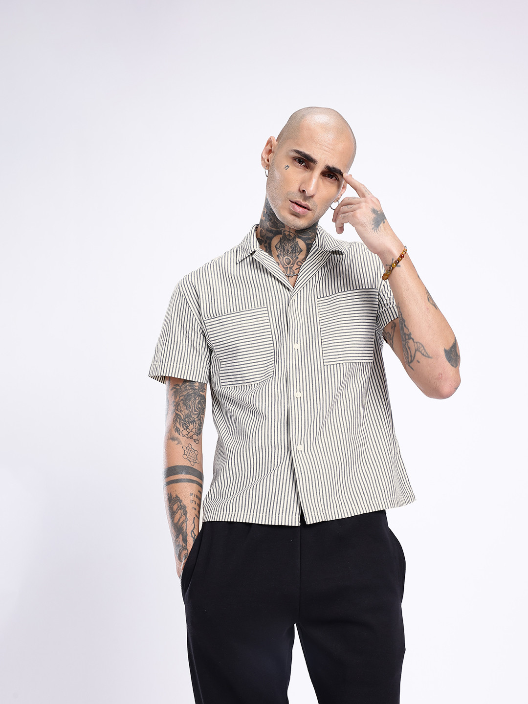 Buy Glitchez Urban Dope Striped Oversized Shirt - Shirts for Men ...