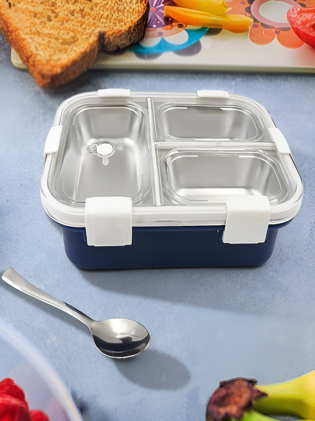 Buy DeoDap Blue Stainless Steel Easy To Clean Lunch Box - Lunch Box for ...