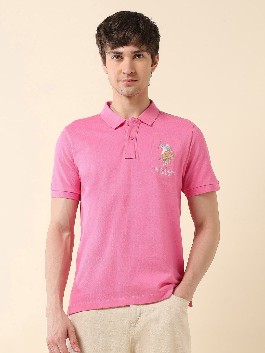 Buy U.S. Polo Assn. Summer Splash Polo Collar Pure Cotton Slim Fit T ...