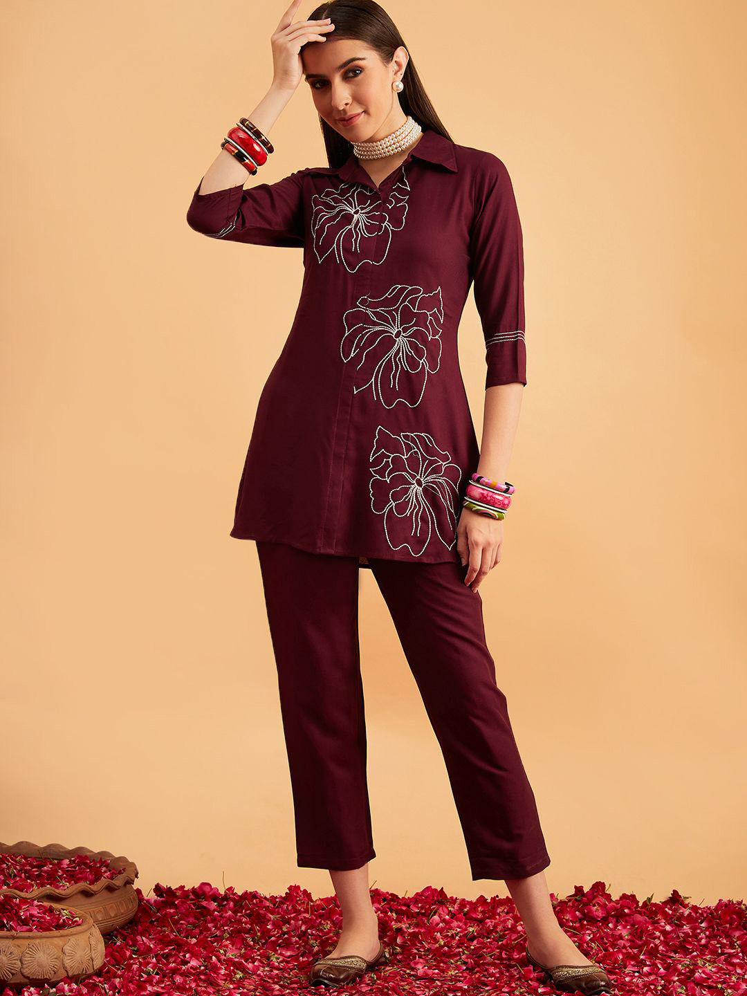 Buy Anouk Rustic Embroidered Tunic With Trousers Co Ords Set - Co Ords ...
