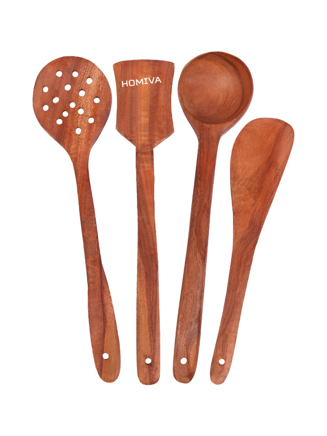 Buy HOMIVA Set Of 4 Brown Neem Wood Spatulas - Spatula for Unisex ...