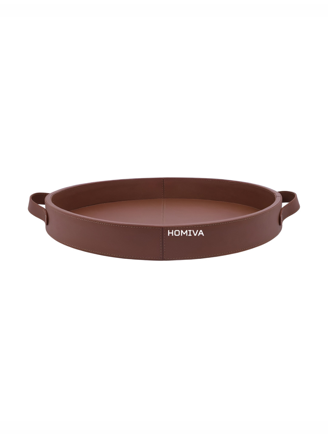 Buy HOMIVA Round Leatherette Serving Tray With Handles - Serving Tray ...