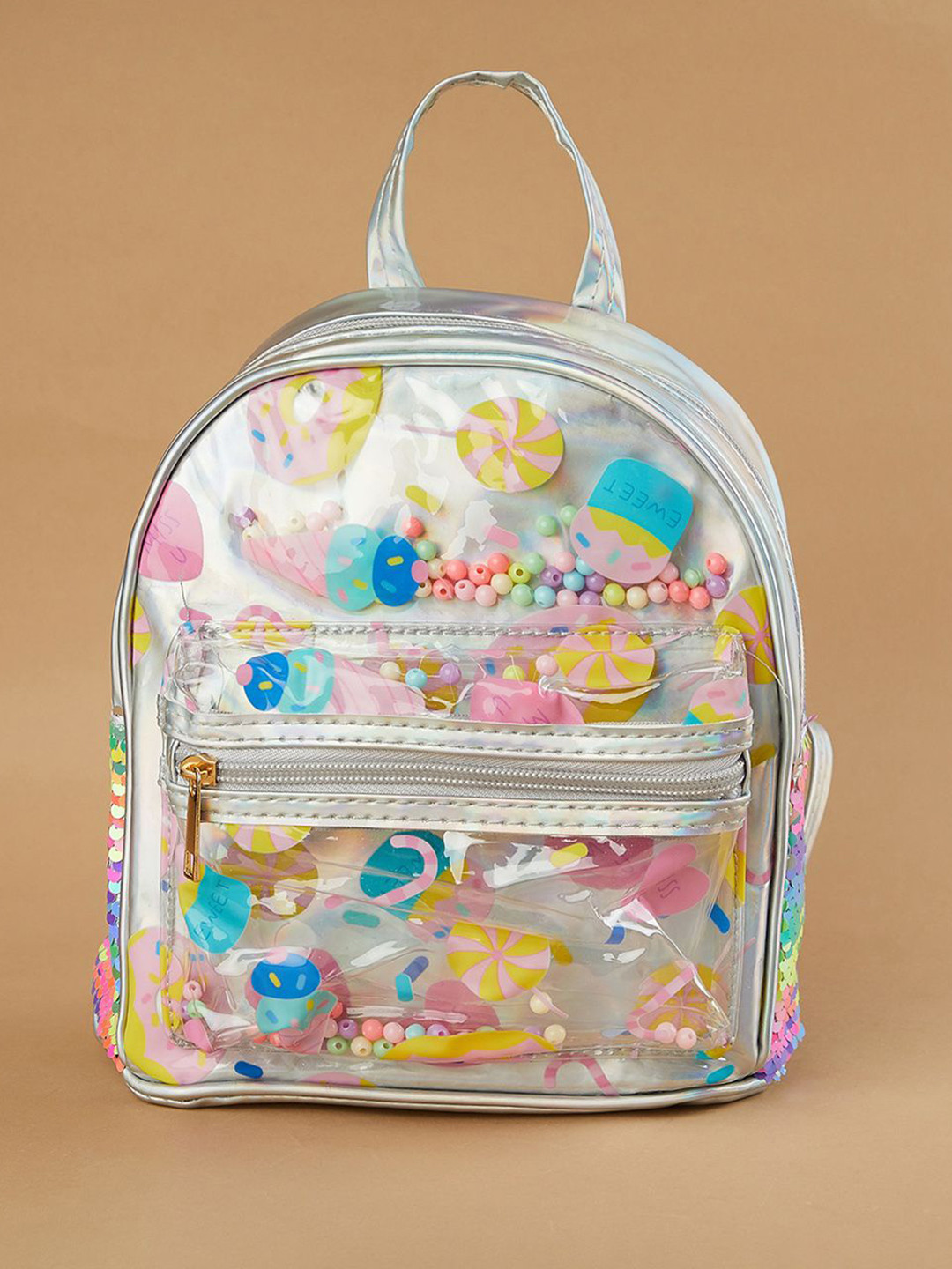 Buy Ginger By Lifestyle Geometric Printed Embellished Backpack ...