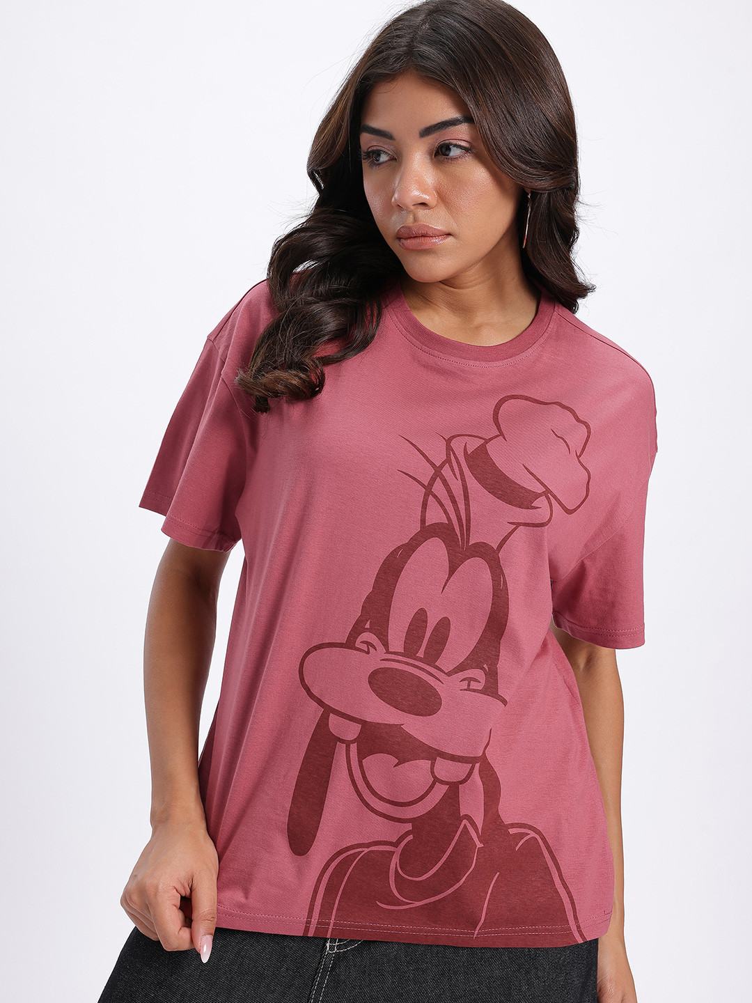 Buy Disney By Glitchez Goofy Print Oversized T Shirt - Tshirts for ...