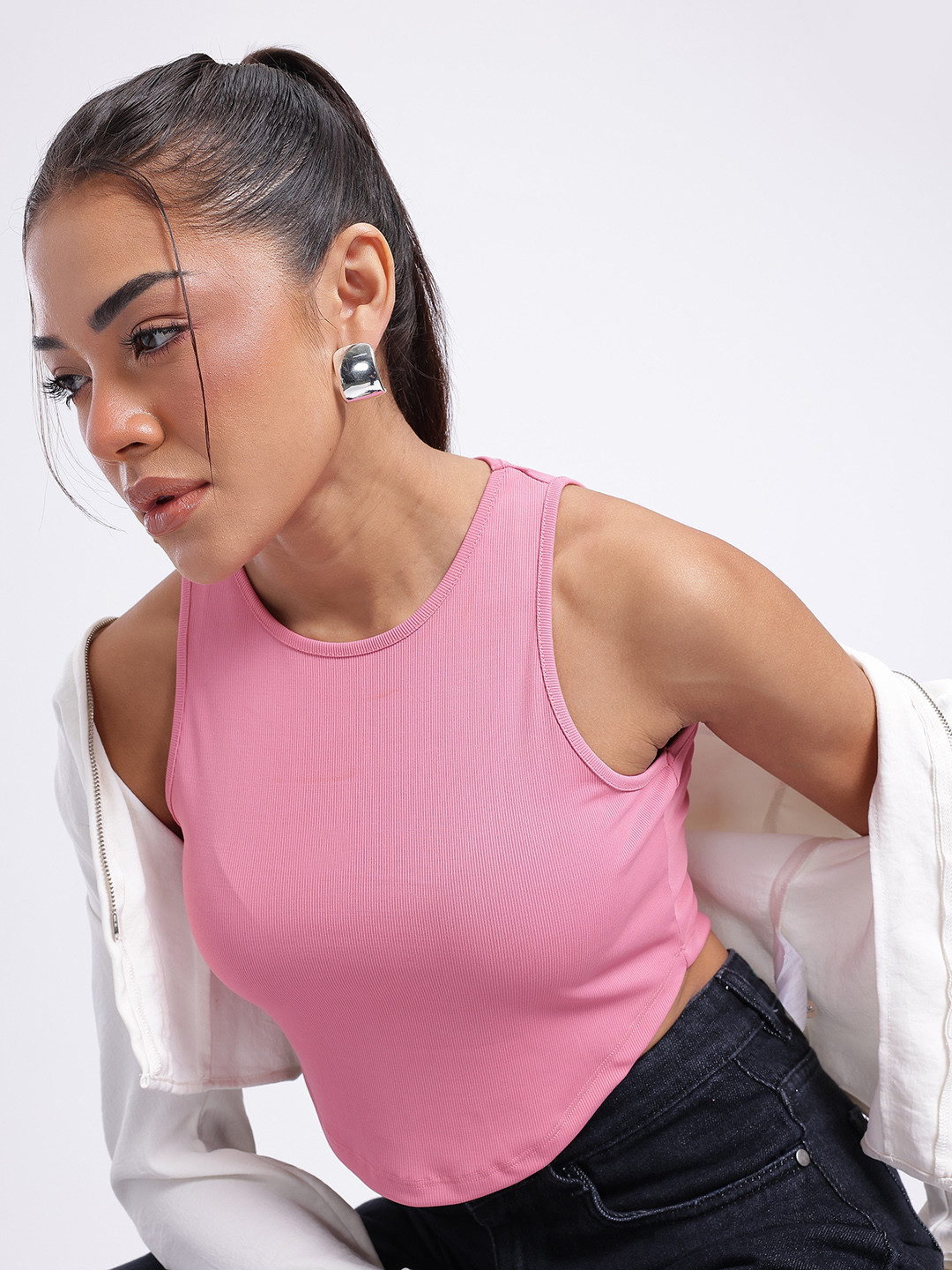 Buy Glitchez Ribbed Crop Fitted Tank Top - Tops for Women 31793978 | Myntra