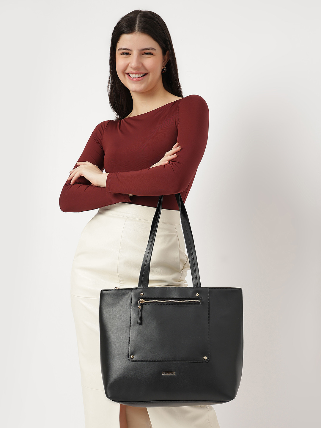 Buy Fastrack Women Black Solid Shoulder Bag - Handbags for Women ...