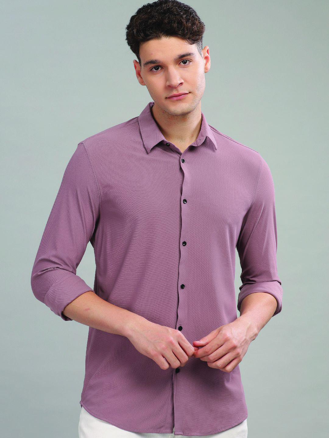 Buy Blu MNKY Men Spread Coller Slim Fit Casual Shirt - Shirts for Men ...