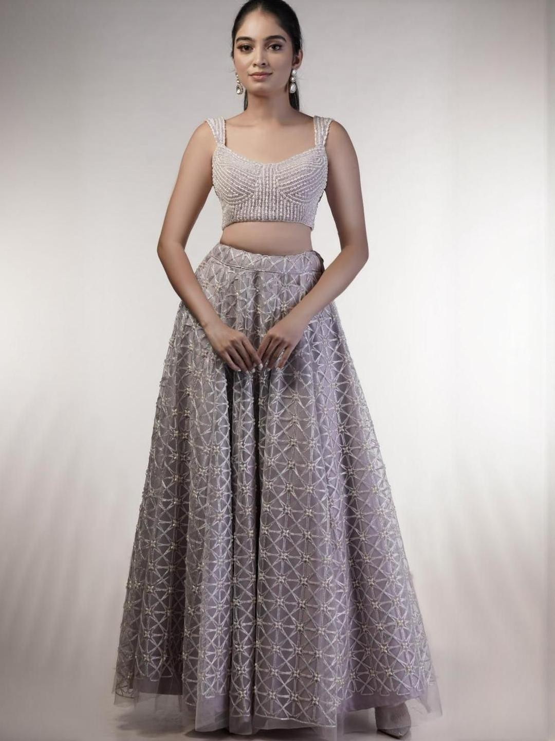Buy Label Divya Samal Pearl Embellished Net Ready To Wear Lehenga Choli With Dupatta - Lehenga ...