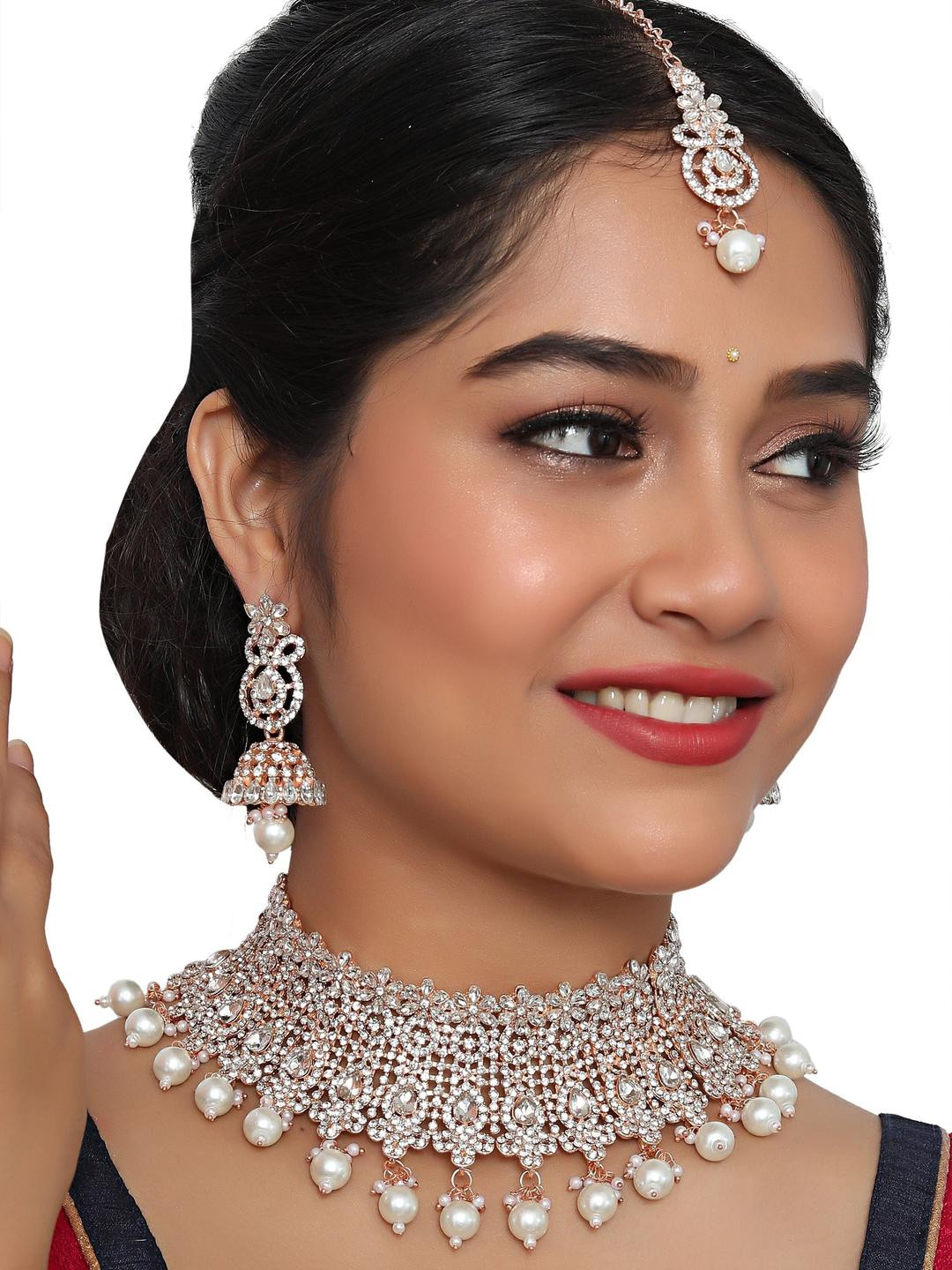 Buy VATSALYA Creation Alloy Gold Plated Rose Gold Jewellery Set ...