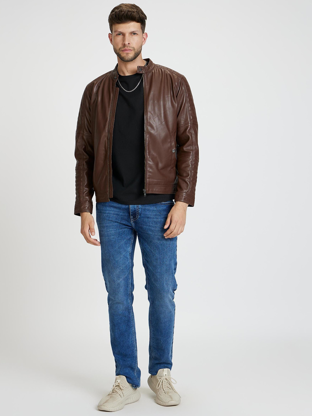 Buy Celio Men Solid Leather Jacket - Jackets for Men 34447101 | Myntra