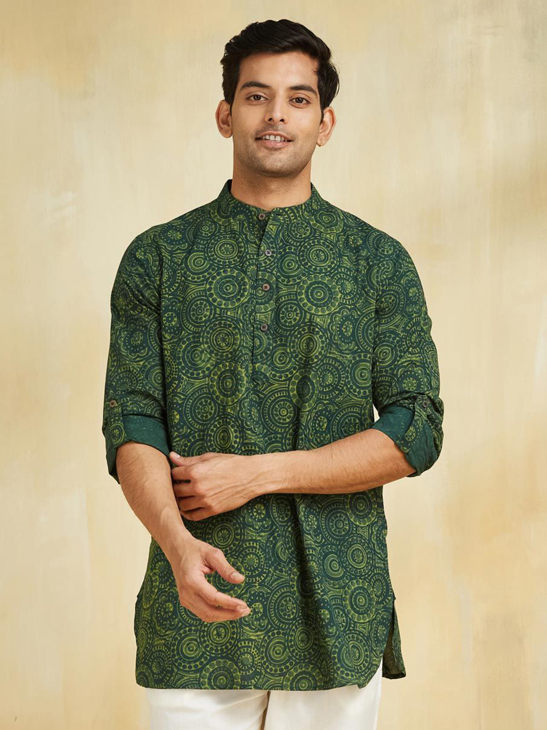 Buy Fabindia Men Ethnic Motifs Printed Daily Cotton Straight Kurtas ...