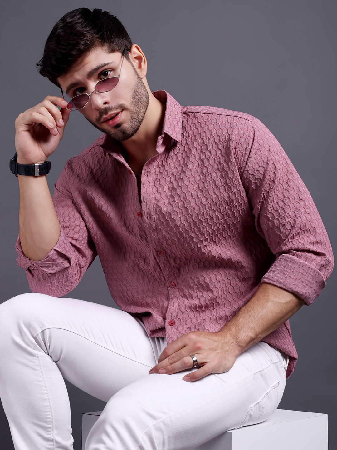 Buy VOOTER Men Self Design Regular Fit Shirt - Shirts for Men 34458803 ...