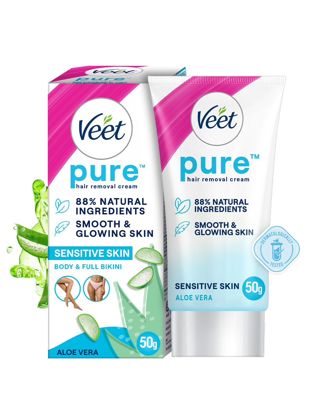 Buy Veet Pure Hair Removal Cream For Sensitive Skin 50g - Shaving And ...