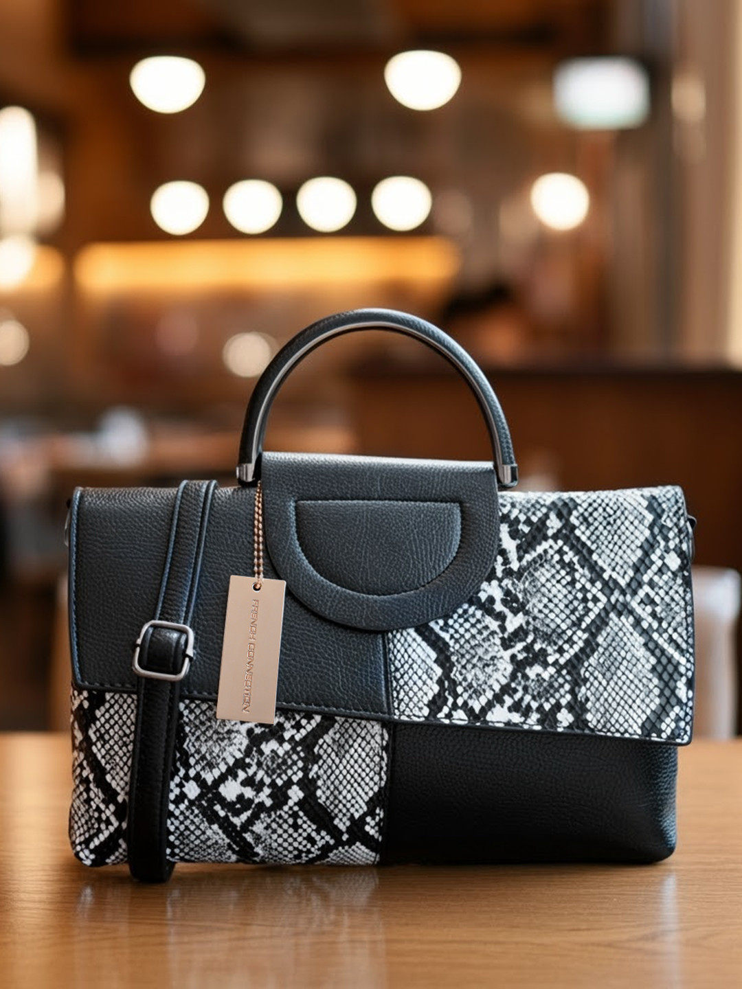 Buy French Connection Animal Printed Structured Satchel - Handbags for ...