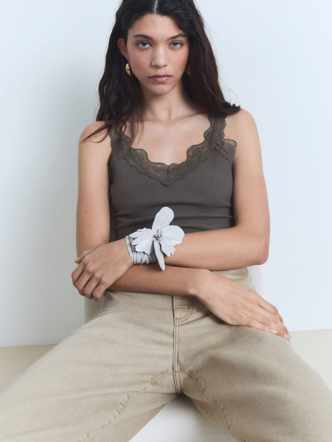 Buy MANGO Ribbed Lace Insert Cami Top - Tops for Women 33930832 | Myntra