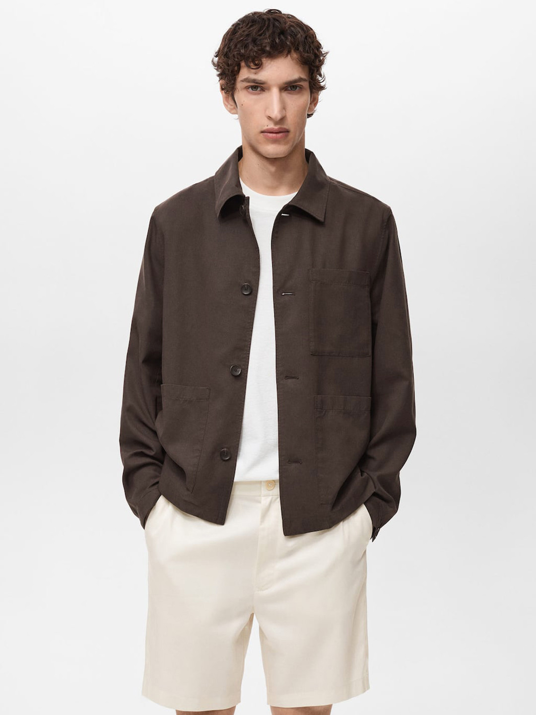 Buy MANGO MAN Regular Fit Patch Pocket Shacket - Shackets for Men ...