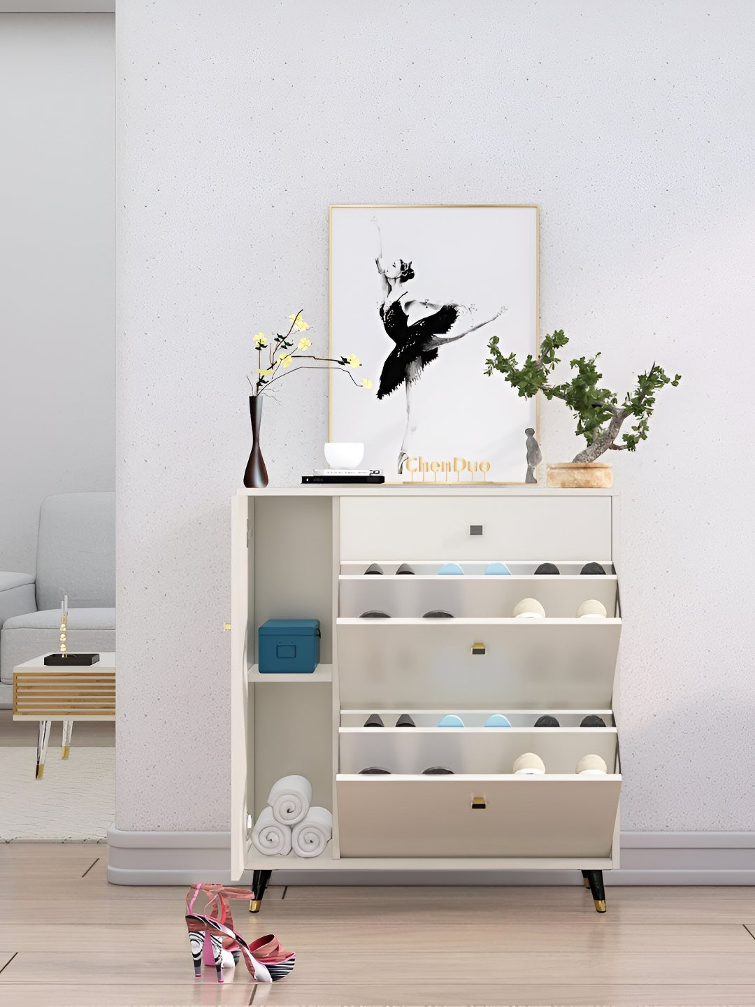 Buy HEXA RED White Engineered Wood 6 Layers Sturdy And Stylish Shoe ...