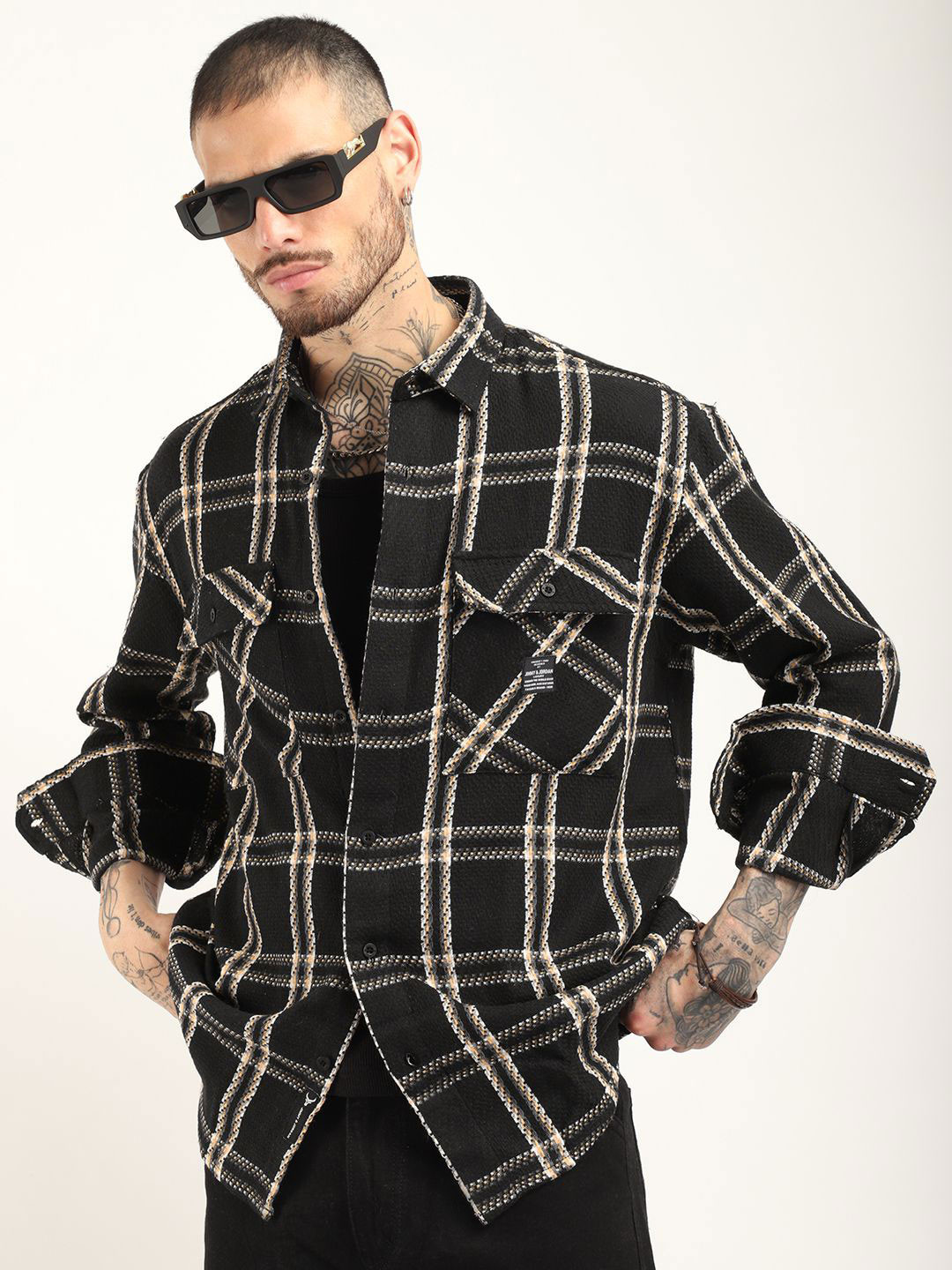 Buy JIMMY & JORDAN Men Retro Standard Checked Casual Shirt - Shirts for ...