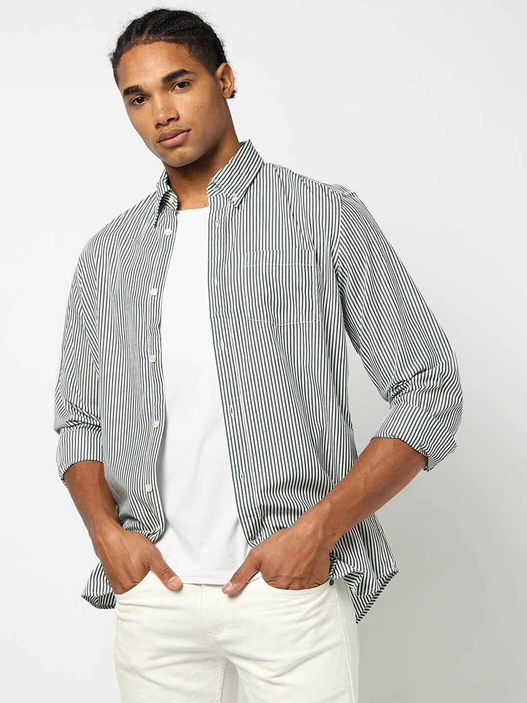 Buy GAP Pure Cotton Standard Fit Vertical Striped Casual Shirt - Shirts ...