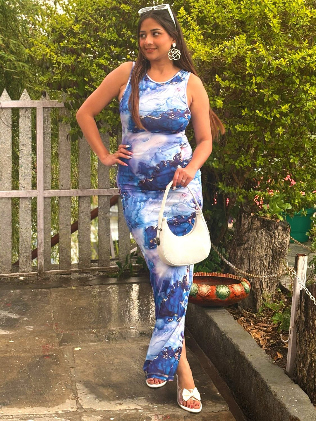 Buy TANDUL Women Bodycon Print Slit Maxi Dress - Dresses for Women ...