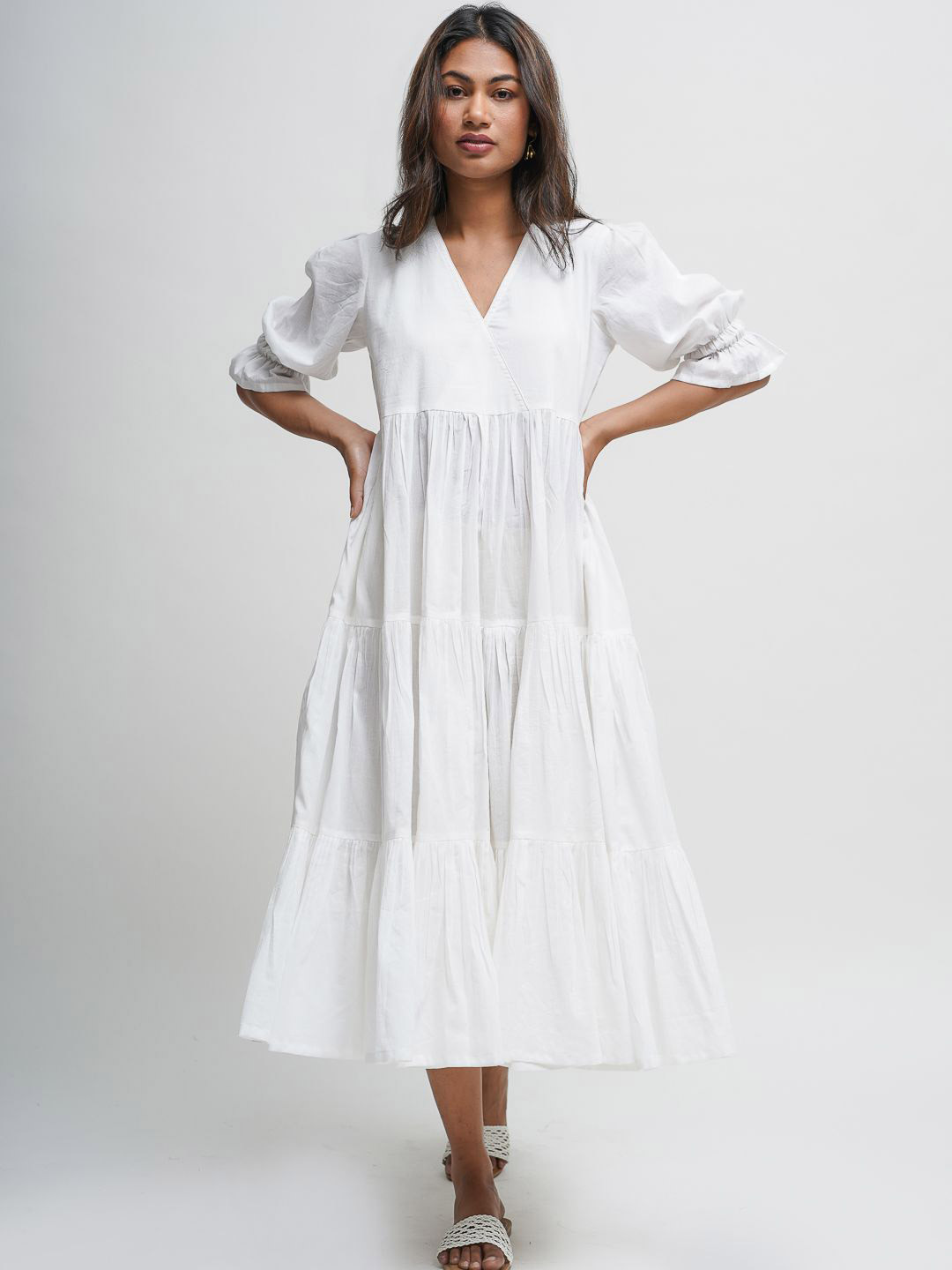 Buy Tailor Didi Women Puff Sleeve Gathered Or Pleated Organic Cotton ...