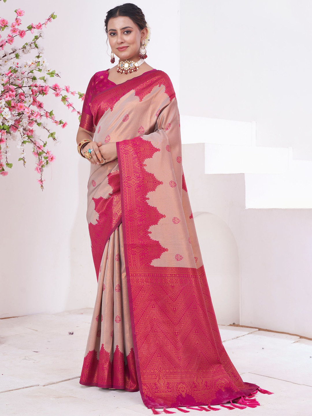 Buy SGF11 Woven Design Zari Pure Silk Handloom Kanjeevaram Saree - Sarees for Women 33927989 ...